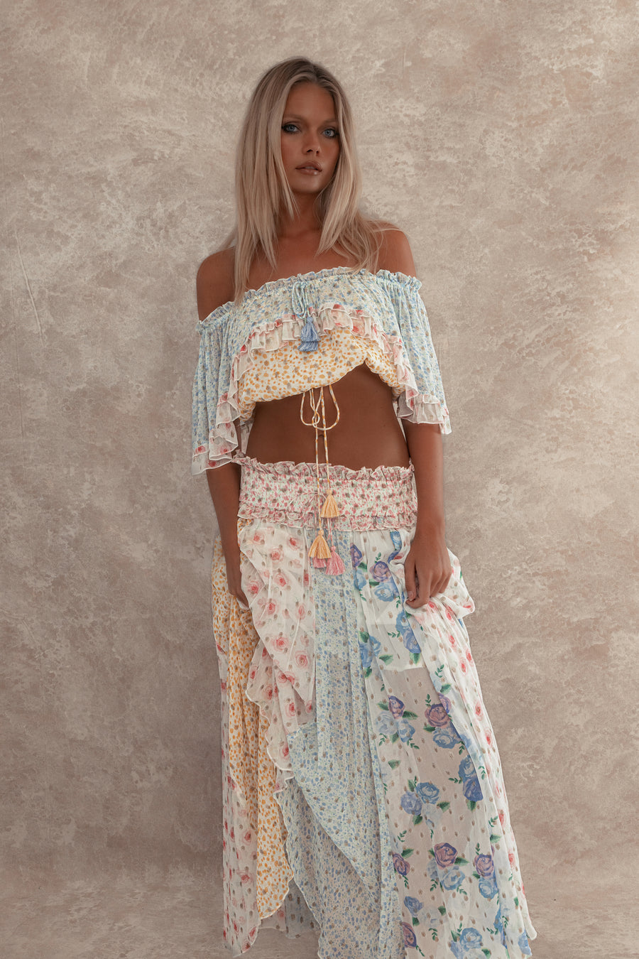 Love Street Set Top And Skirt In Mixed Ditsy Fillyboo